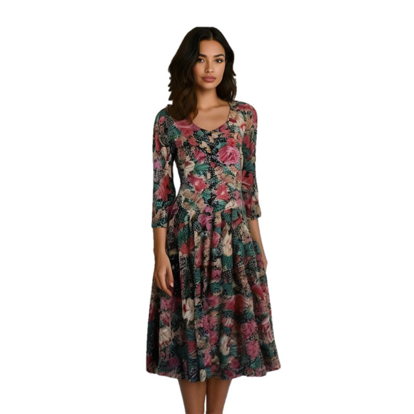 Starina | Dresses | Vintage Starina Dress Midi Length Floral Rayon ...